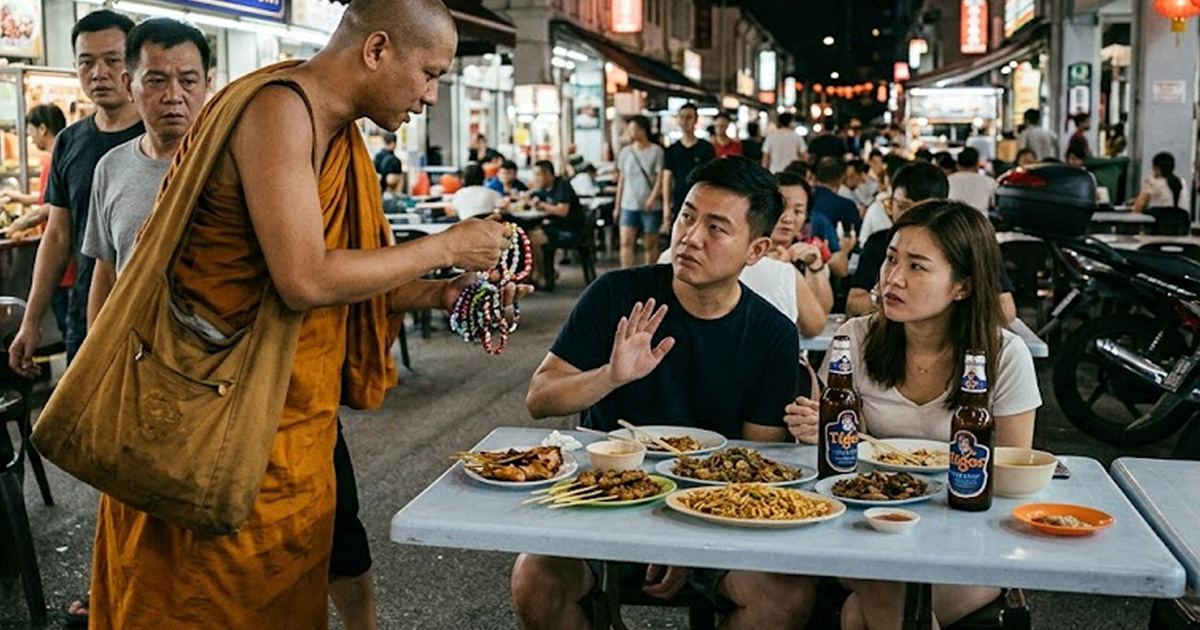 GEYLANG FAKE MONKS ROAM STREETS @ NIGHT SELLING "MAGIC BRACELETS"