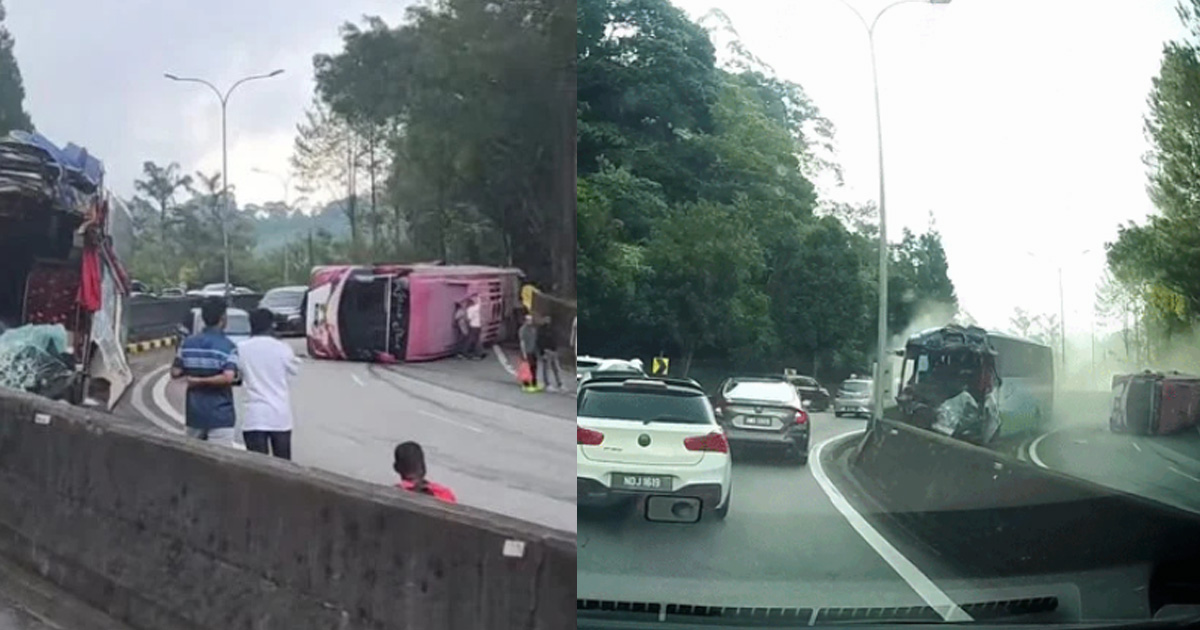 Tour Bus Overturns On Genting Highlands Road After Multi-Vehicle Crash ...